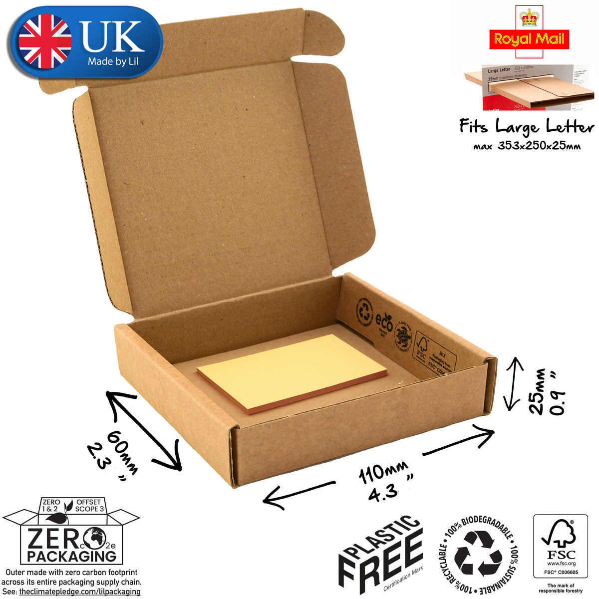 11x6x2.5cm (4x2x1" inches) Cardboard Postal Box- Lil Packaging – Lil ...