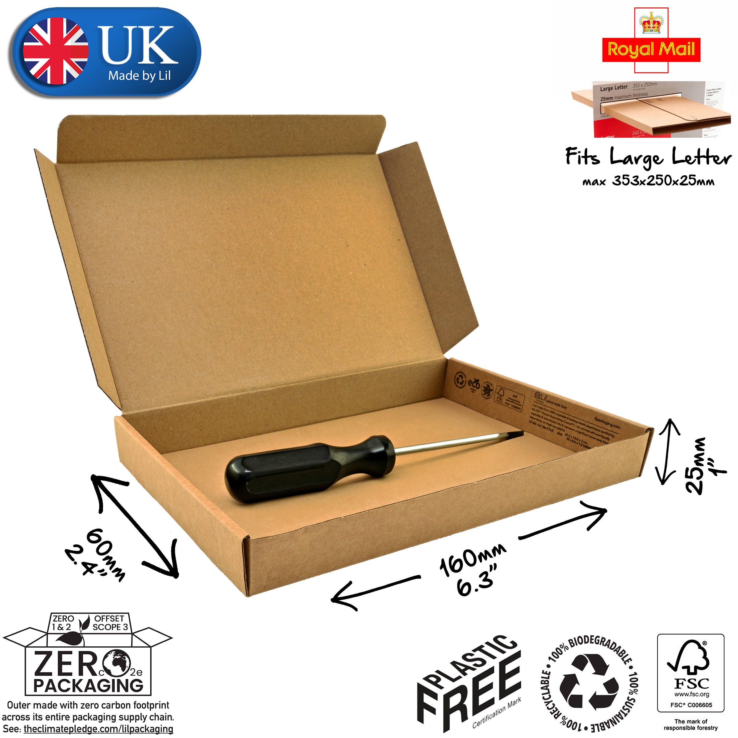 16 x 6 x 2.5cm Cardboard Postal Boxes - Lil Packaging – Lil Packaging E ...