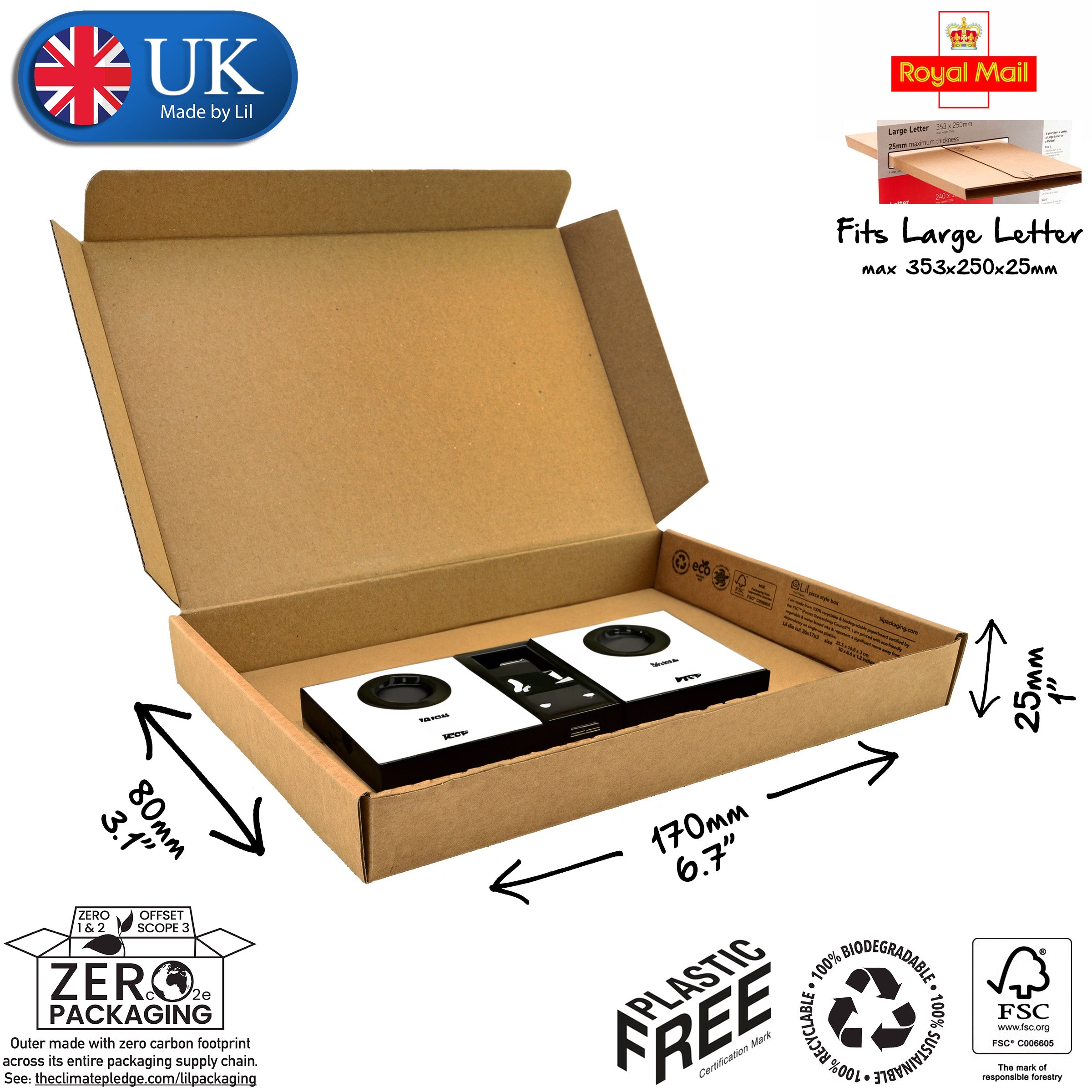17 x 8 x 2.5cm Cardboard Postal Boxes - Lil Packaging – Lil Packaging E ...