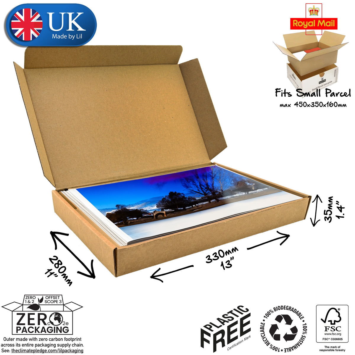 33 x 28 x 3.5cm Cardboard Postal Boxes - Lil Packaging – Lil Packaging®