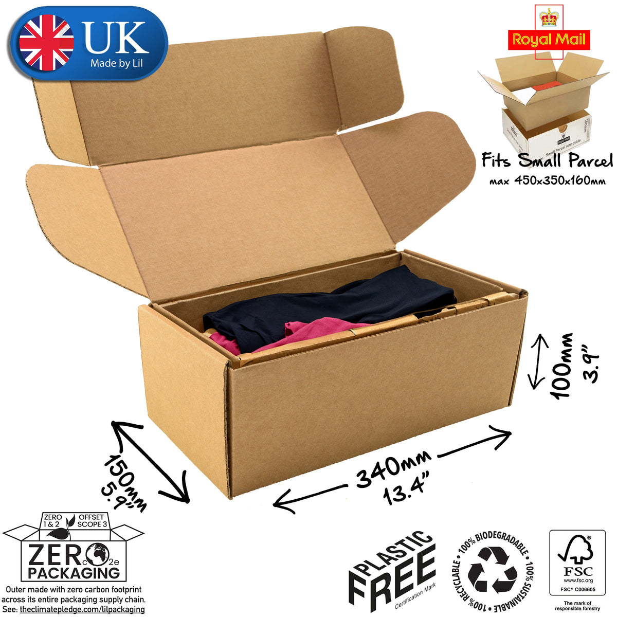 34x15x10cm (13x6x4" inches) Cardboard Postal Box- Lil Packaging – Lil ...