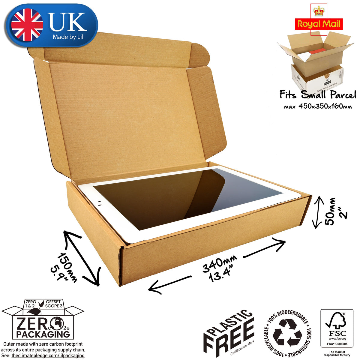 34x15x5cm (13x6x2" inches) Cardboard Postal Box- Lil Packaging – Lil ...