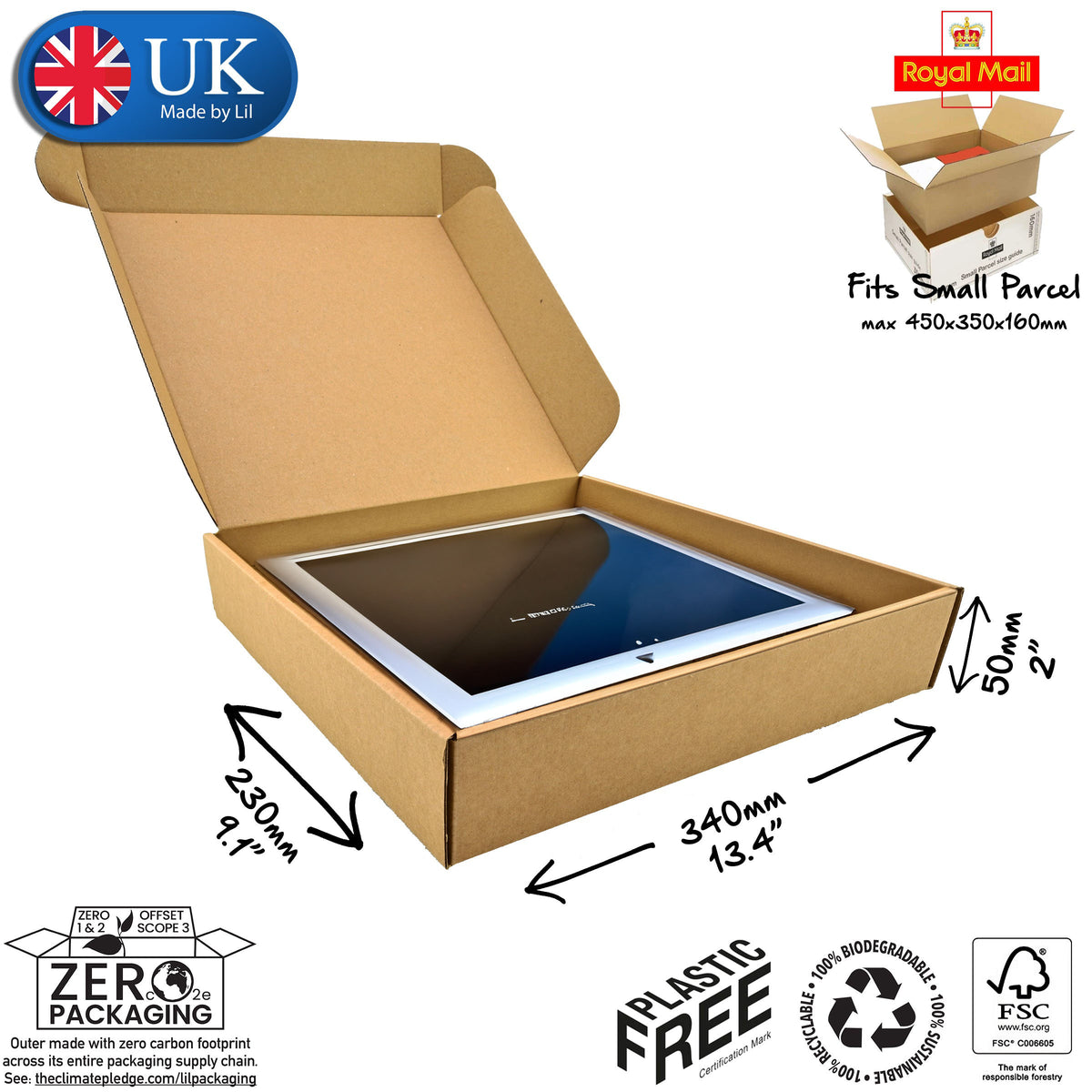 34x23x5cm (13x9x2" inches) Cardboard Postal Box- Lil Packaging – Lil ...