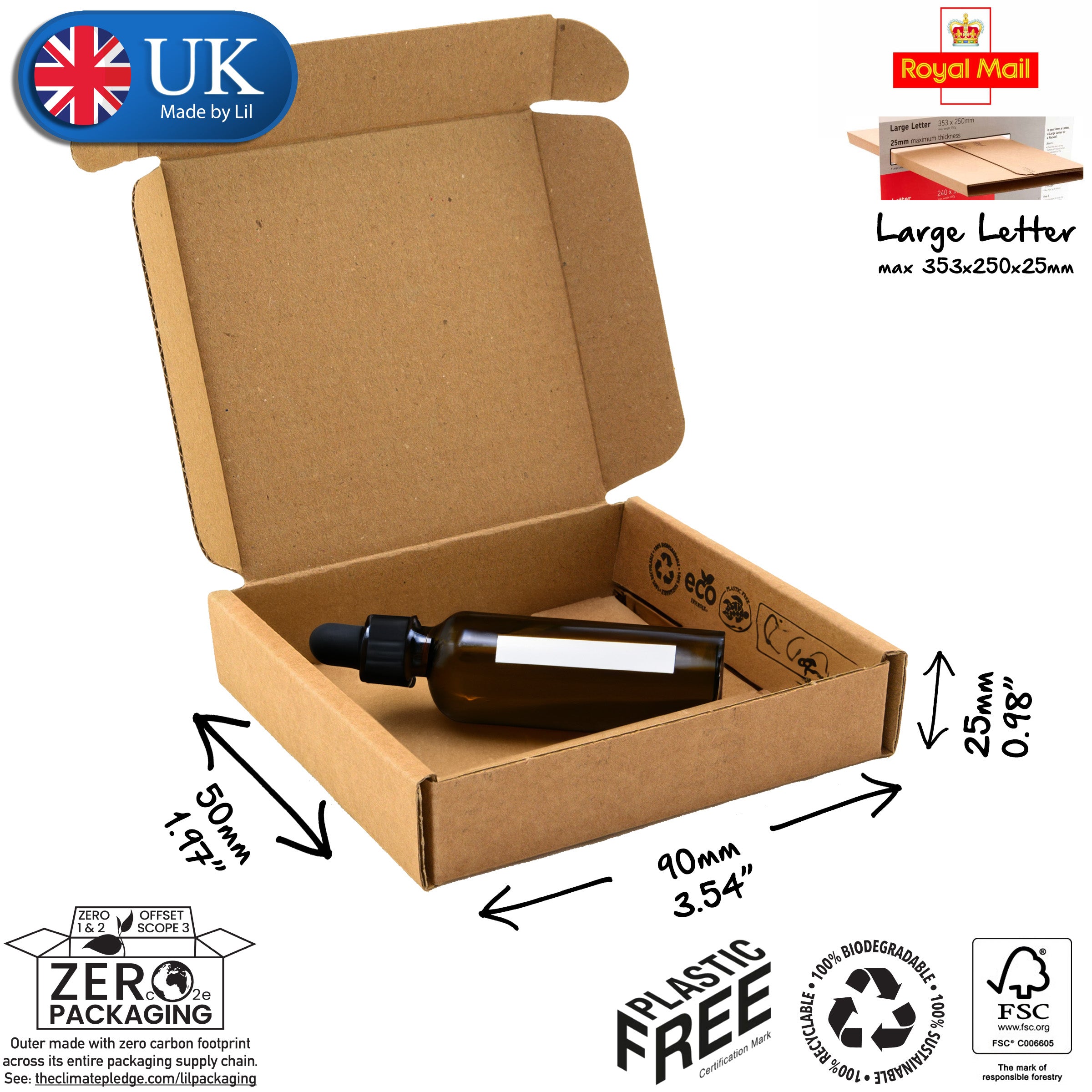 9 x 5 x 2.5cm Cardboard Postal Boxes Lil Packaging Lil Packaging E Commerce Packaging