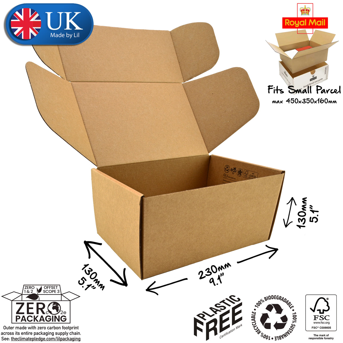 23x13x13cm (9x5x5" inches) Cardboard Postal Box- Lil Packaging – Lil ...