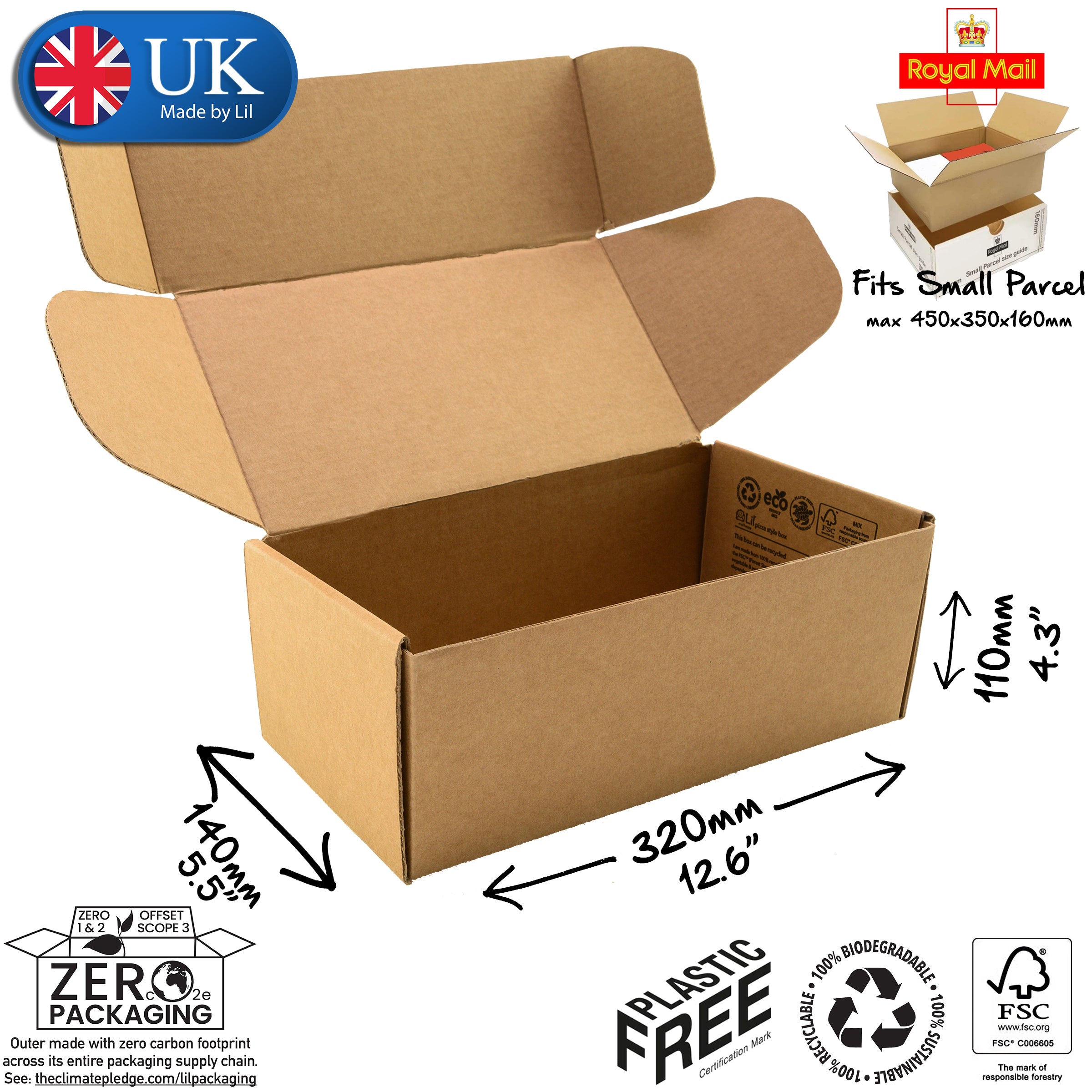 32 x 14 x 11cm Cardboard Postal Boxes - Lil Packaging – Lil Packaging E ...
