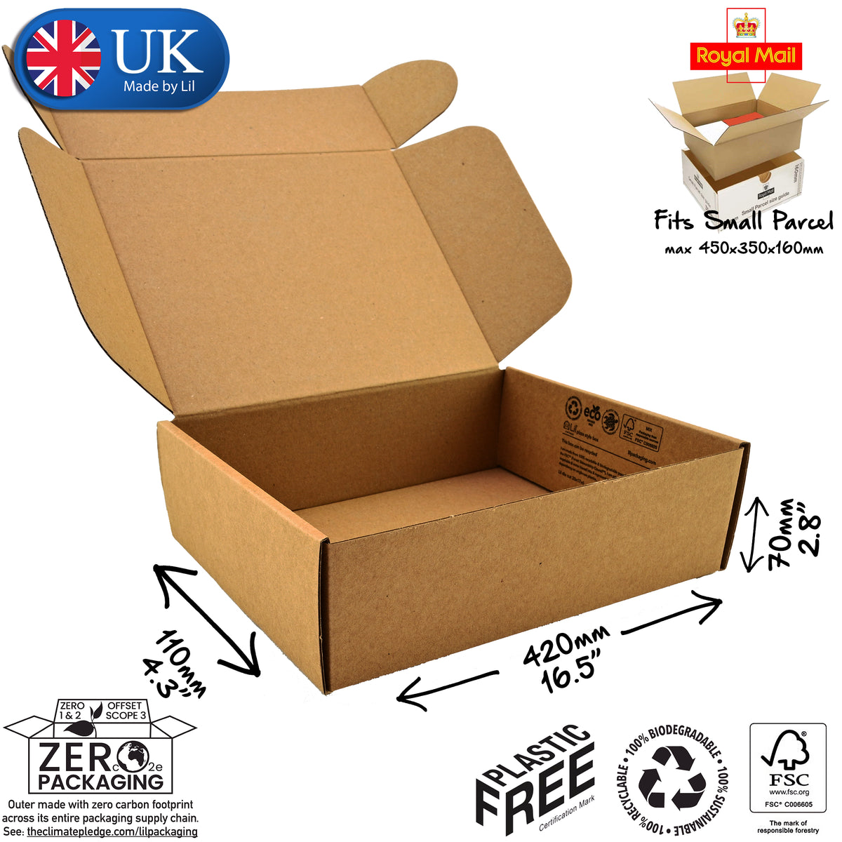 42 x 11 x 7cm Cardboard Postal Boxes - Lil Packaging – Lil Packaging®